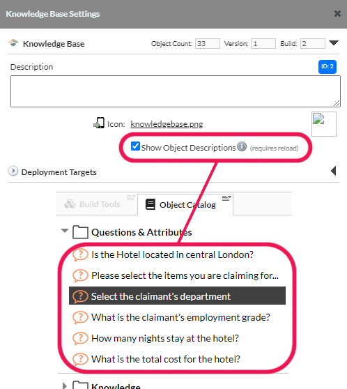 Show Object Description